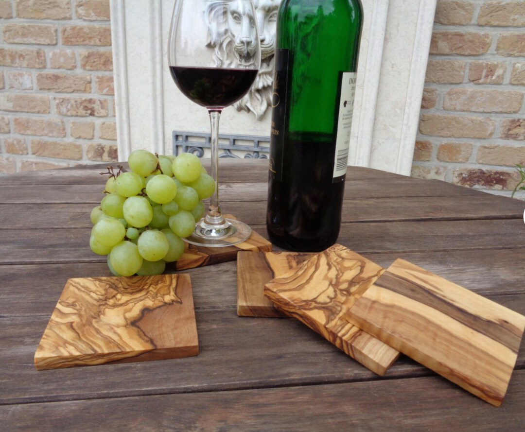 Set of 6 Olive Wood Coasters| Handmade Olive Wood Coasters| Great for ...