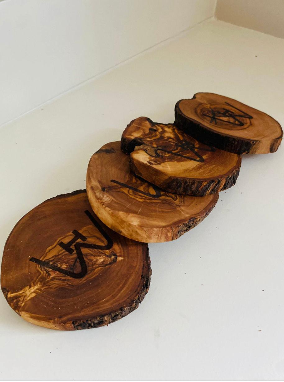 Rustic Olive Wood Coasters| Unique Gifts| Housewarming Gifts| Rustic ...