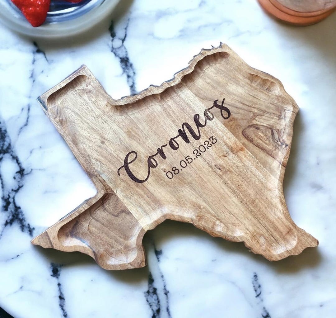 Custom Texas Shaped Serving Tray | Personalized Wooden Cheese Board ...