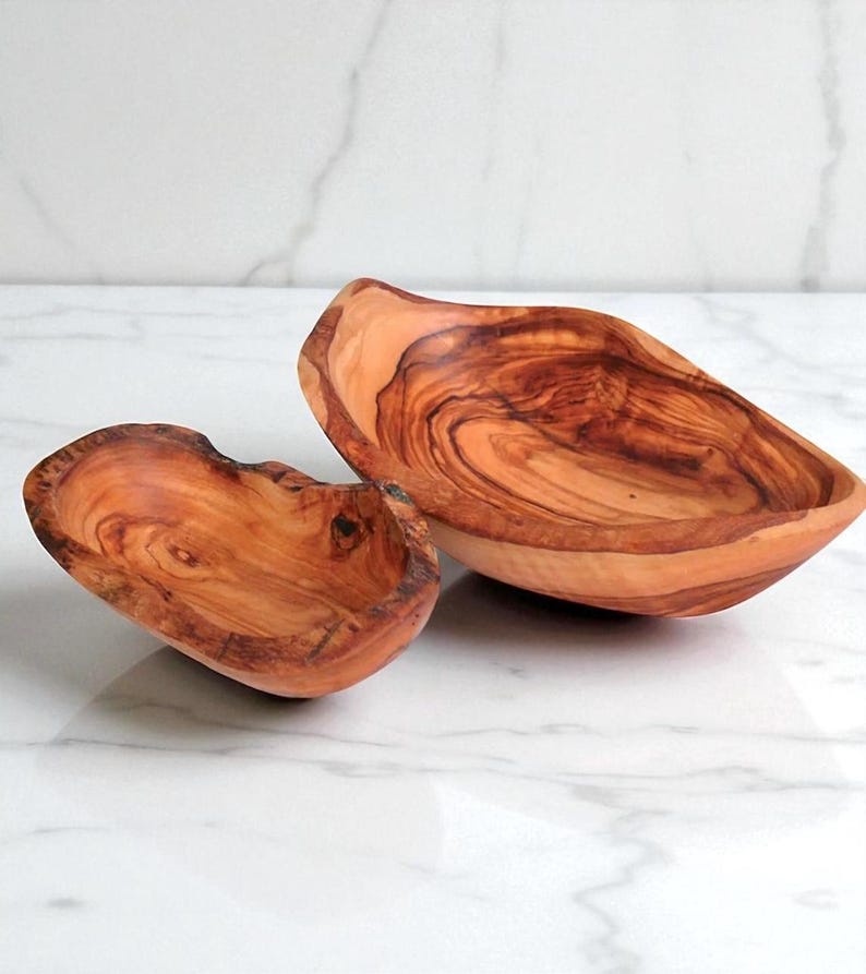 Rustic Live Edge Olive Wood Snack Bowl | Handmade Serving Dish ...