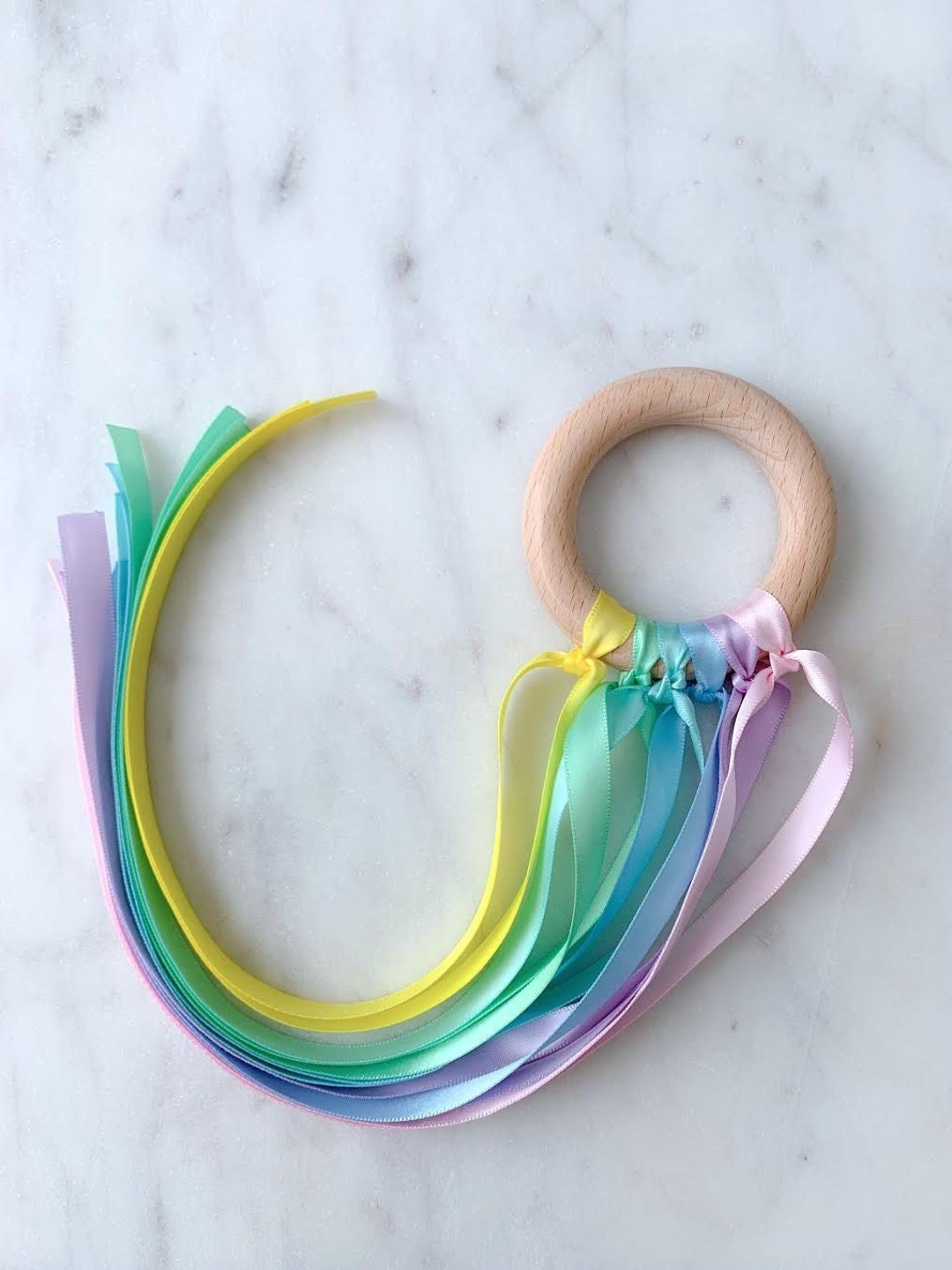 RAINBOW RIBBON TOY | Play Gym Toy | Wood Ring | New Baby Gift | Baby ...