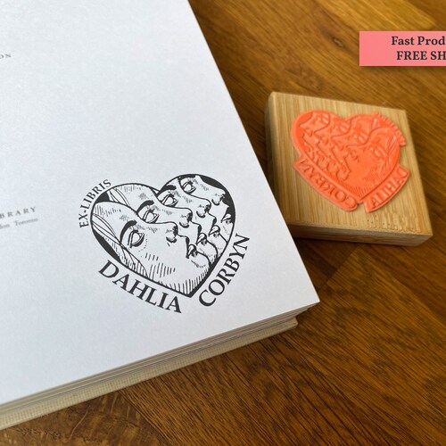 Custom BOOK STAMP With Name Ex Libris Custom LIBRARY Rubber - Etsy