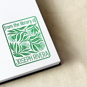 Custom Botanical Print Book Stamp, Vintage Floral Personalized Library ...