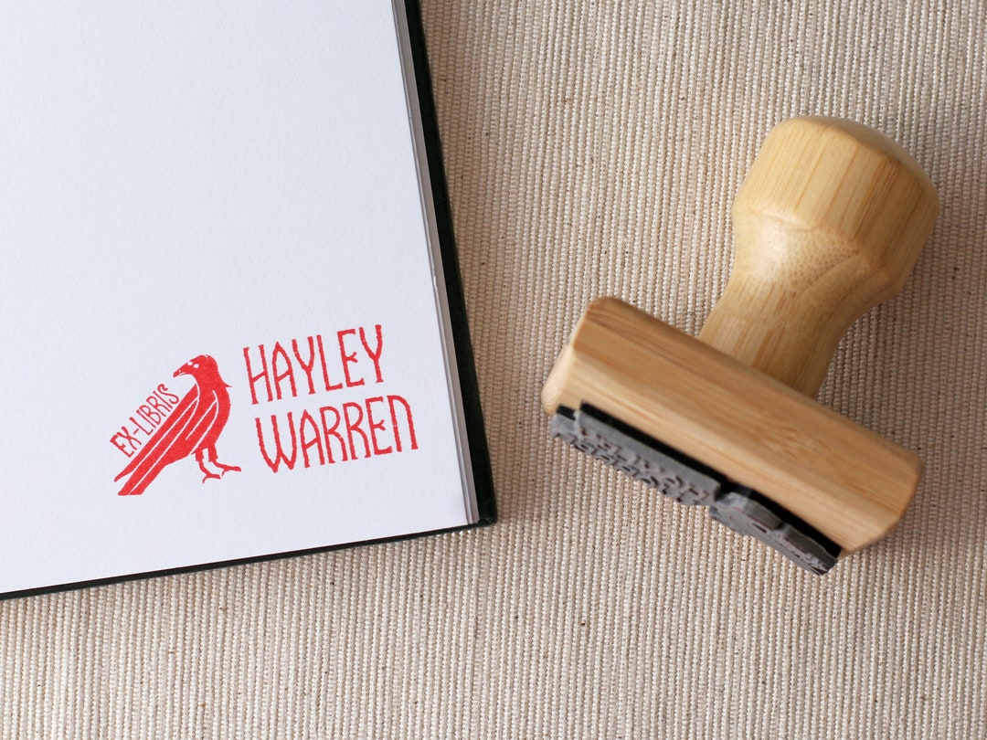 EX LIBRIS Gothic Crow Book Stamp - Custom Raven Bird Library Stamp ...