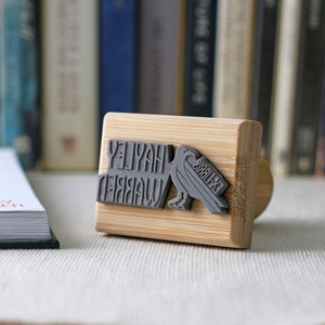 EX LIBRIS Gothic Crow Book Stamp - Custom Raven Bird Library Stamp ...