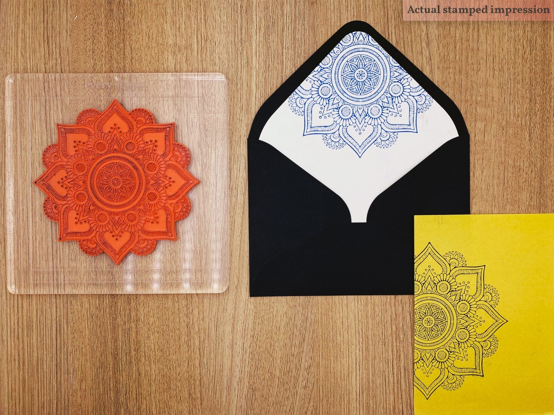 Mandala Rubber Stamp, Geometrical Stamp, Stamp for Envelopes, Postcard ...