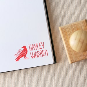 EX LIBRIS Gothic Crow Book Stamp - Custom Raven Bird Library Stamp ...