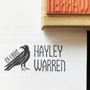 EX LIBRIS Gothic Crow Book Stamp Custom Raven Bird Library Stamp ...