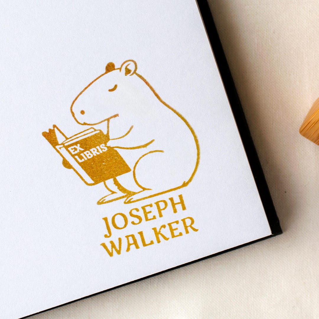 Custom Ex Libris Capybara Book Stamp: Personalized Library Stamp - Etsy