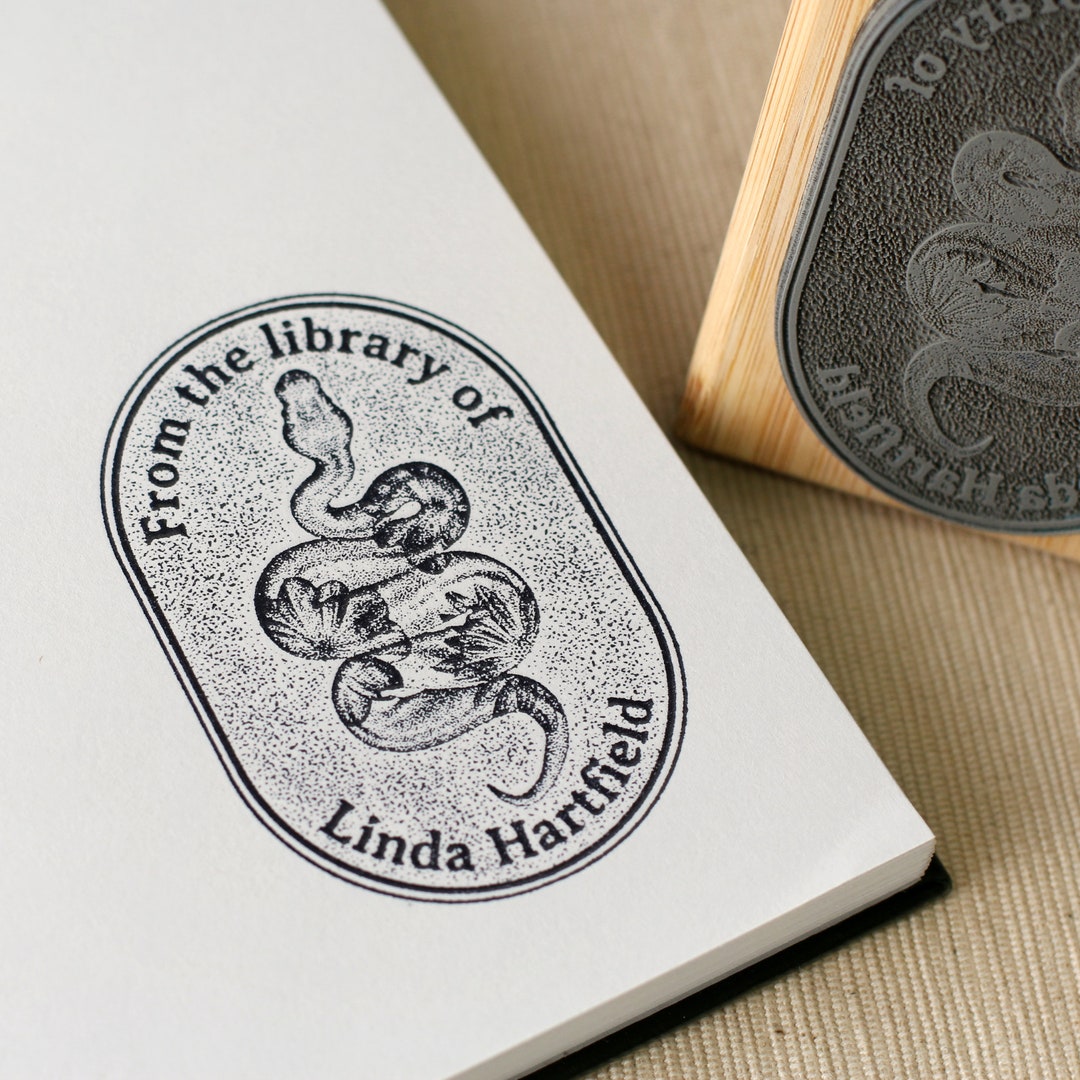 Custom Snake Book Stamp - Personalized Library of Dark Academia Serpent ...