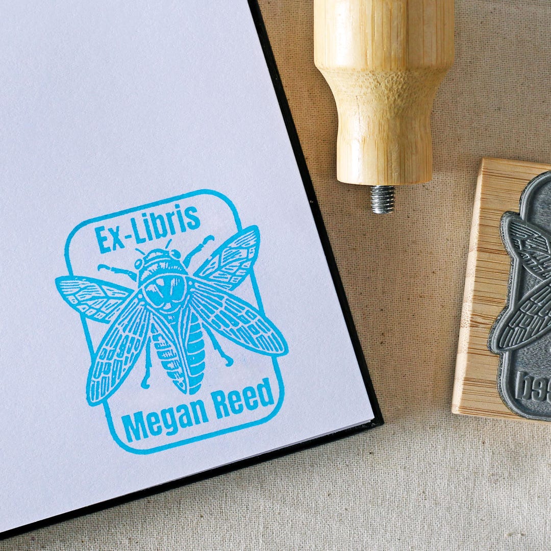Custom Ex Libris Cicada Book Stamp • Dark Academia Books • Personalized ...