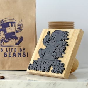 Custom Logo Stamp for Business, Coffee Cup Stamp, Small Business Rubber ...