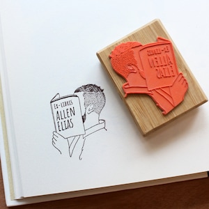 Custom Man Reading Ex Libris Book Stamp, Male Undercut Hair ...