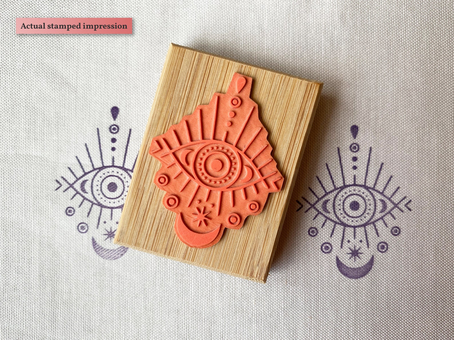 Evil Eye With Triple Moon Symbols Rubber Stamp Esoteric Three Moons ...