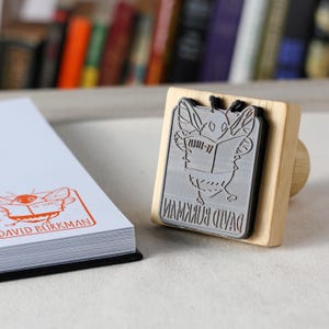 Custom Ex Libris Bee Reading Book Stamp, Personalized Library Rubber ...