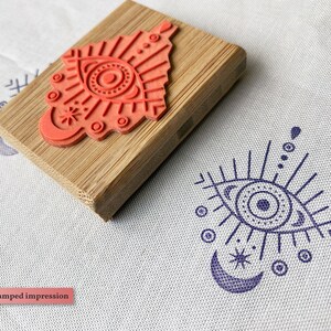 Evil Eye With Triple Moon Symbols Rubber Stamp - Esoteric Three Moons ...