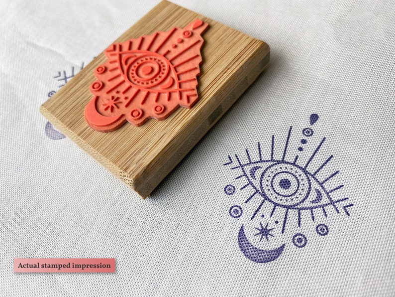 Evil Eye With Triple Moon Symbols Rubber Stamp Esoteric - Etsy