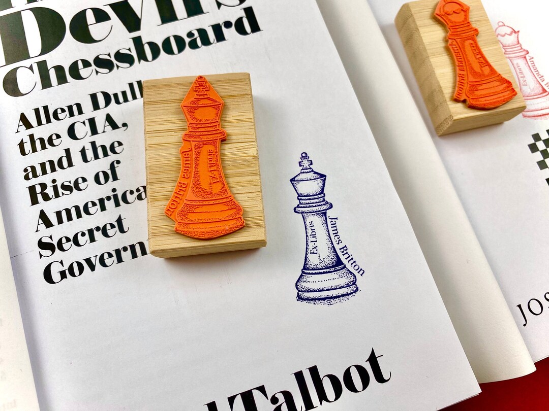 Custom Ex Libris Chess Piece Stamp King or Queen Personalized Book ...