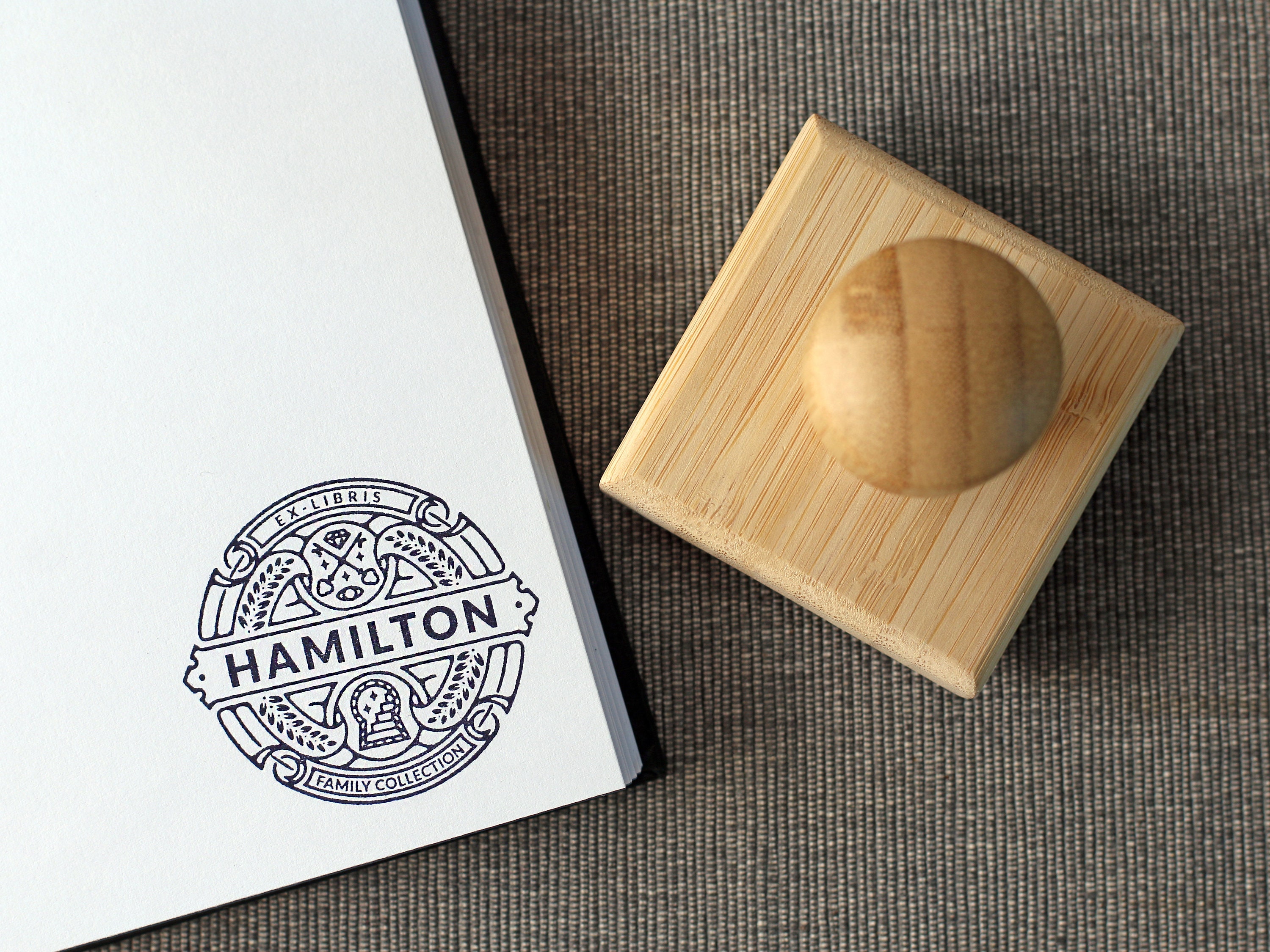Custom Ex Libris Book Stamp, Family Library Stamp, Personalized Library ...