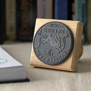 Custom Ex-libris Leaping Rabbit Book Stamp, Rabbit Bookplate, Personal ...