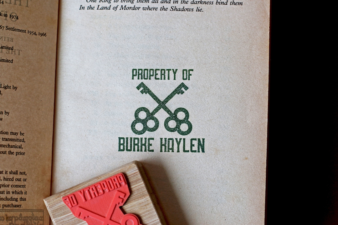 Custom Property of Book Stamp - Personalized Two Crossed Keys Symbol ...