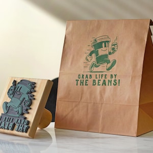 Custom Logo Stamp for Business, Coffee Cup Stamp, Small Business Rubber ...