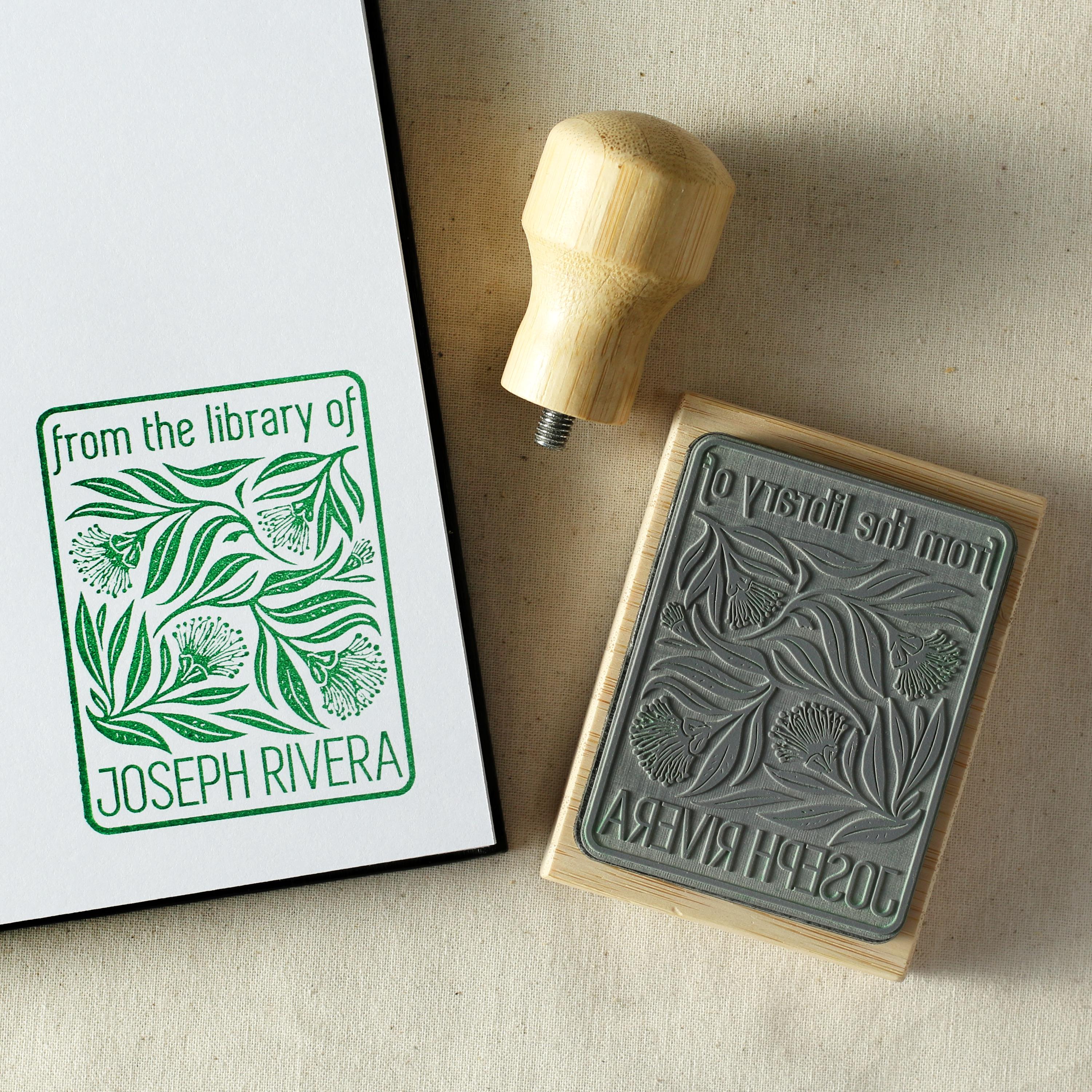 Custom Botanical Print Book Stamp, Vintage Floral Personalized Library ...