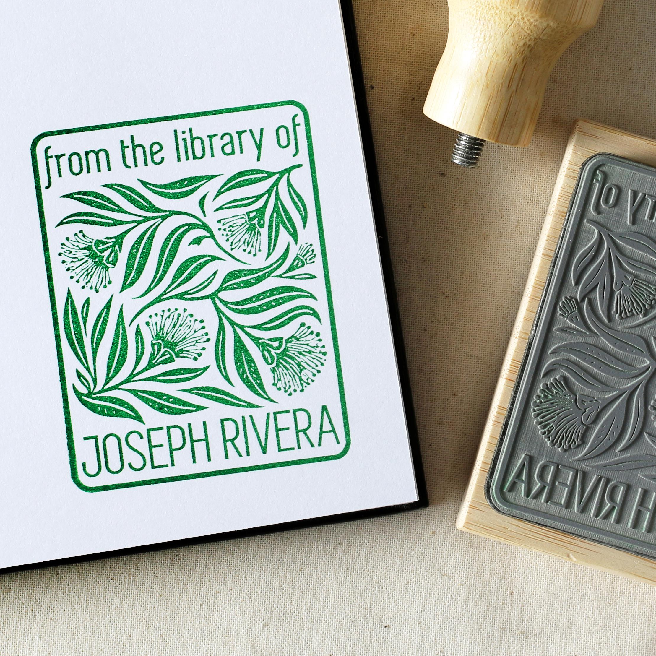 Custom Botanical Print Book Stamp, Vintage Floral Personalized Library ...