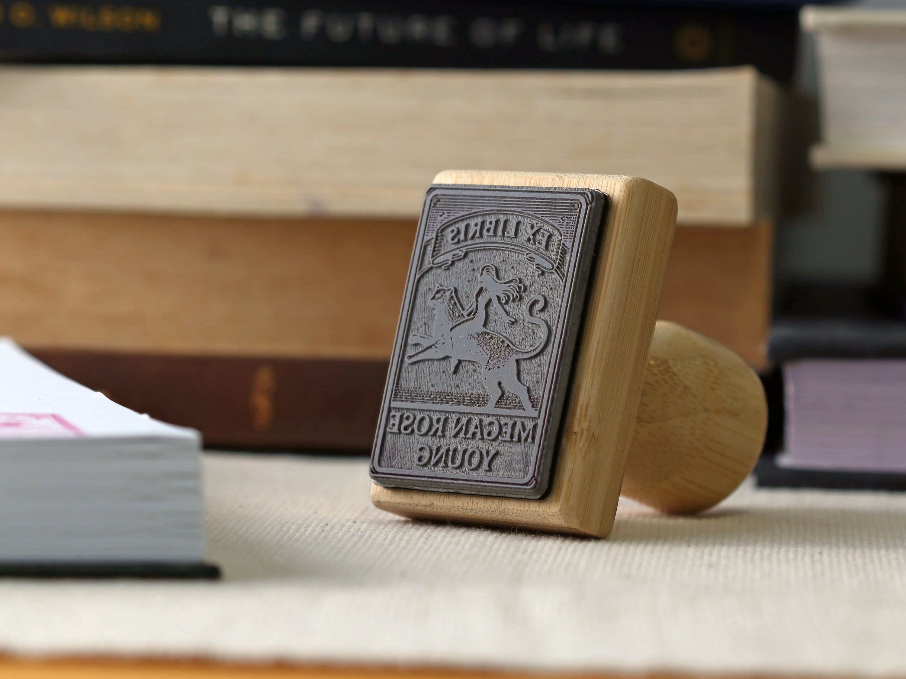 Custom Ex Libris Woman on Cheetah Book Stamp, Book Lover Birthday Gift ...
