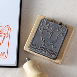 Custom Ex Libris Bee Reading Book Stamp, Personalized Library Rubber ...