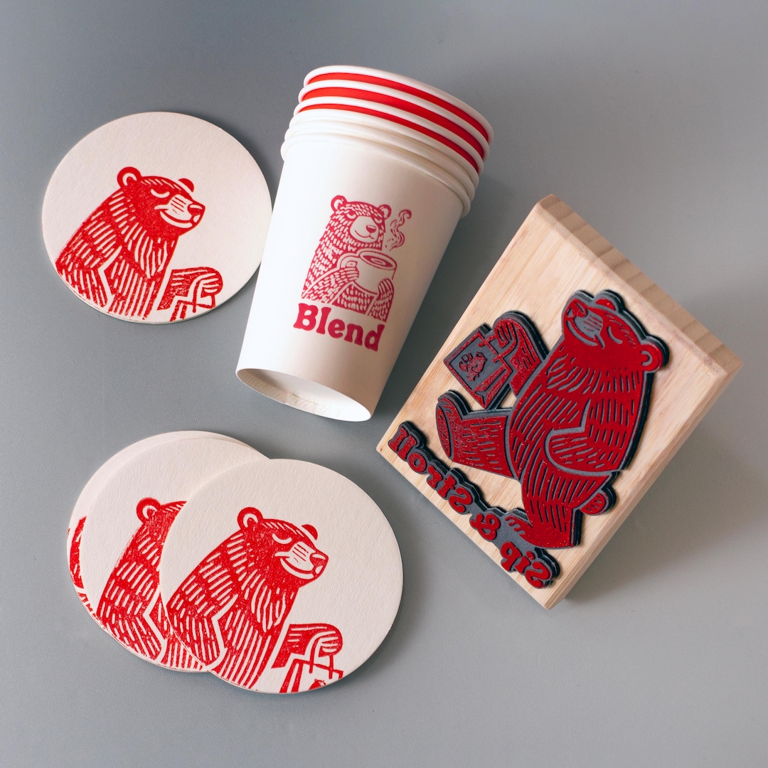 Custom Coffee Cup Business Logo Stamp • Personalized Small & Large ...