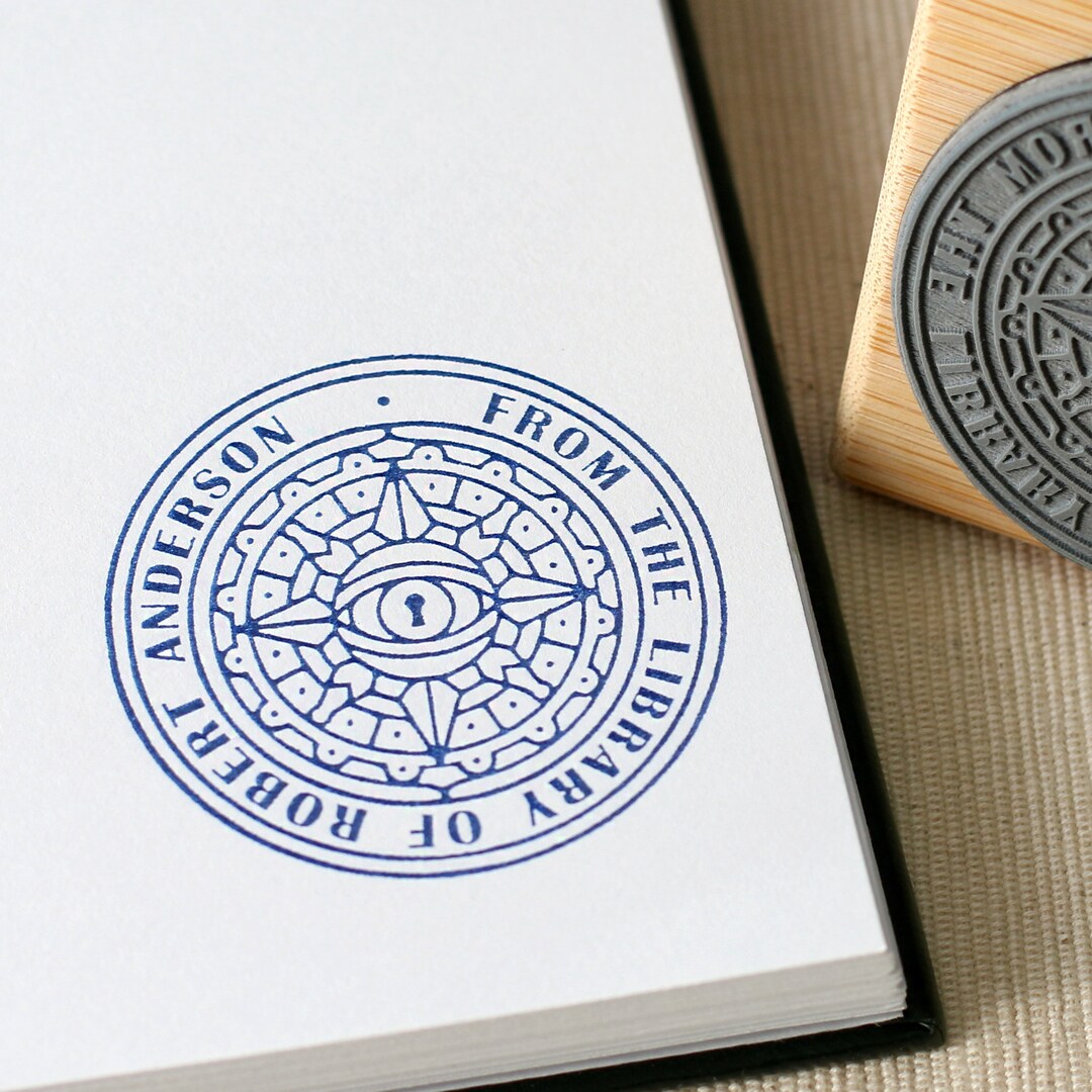 Custom Compass Keyhole Library Stamp, Personalized Nautical Book Stamp ...