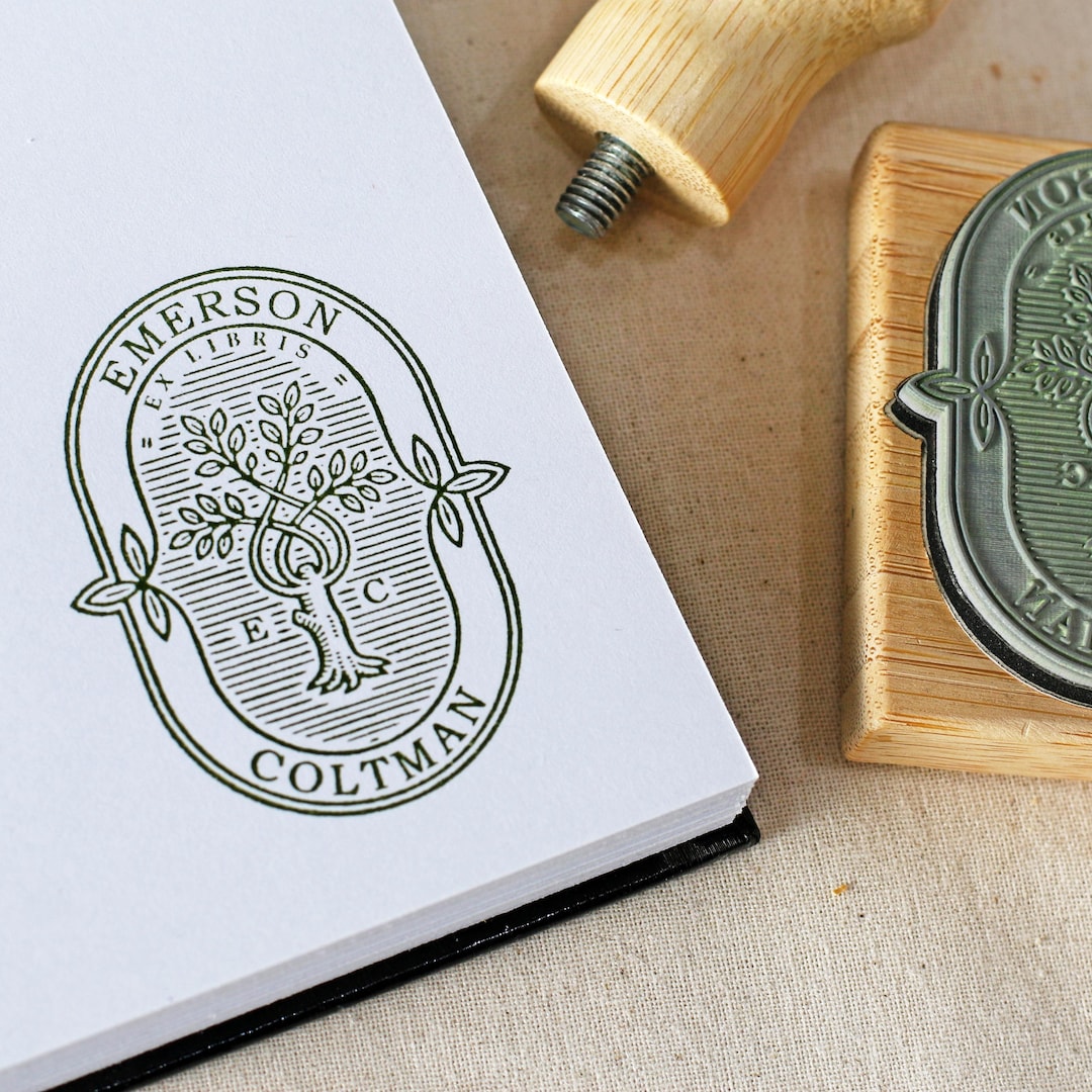 Book Stamp - Vintage Olive Tree Design - Personalized Ex Libris ...