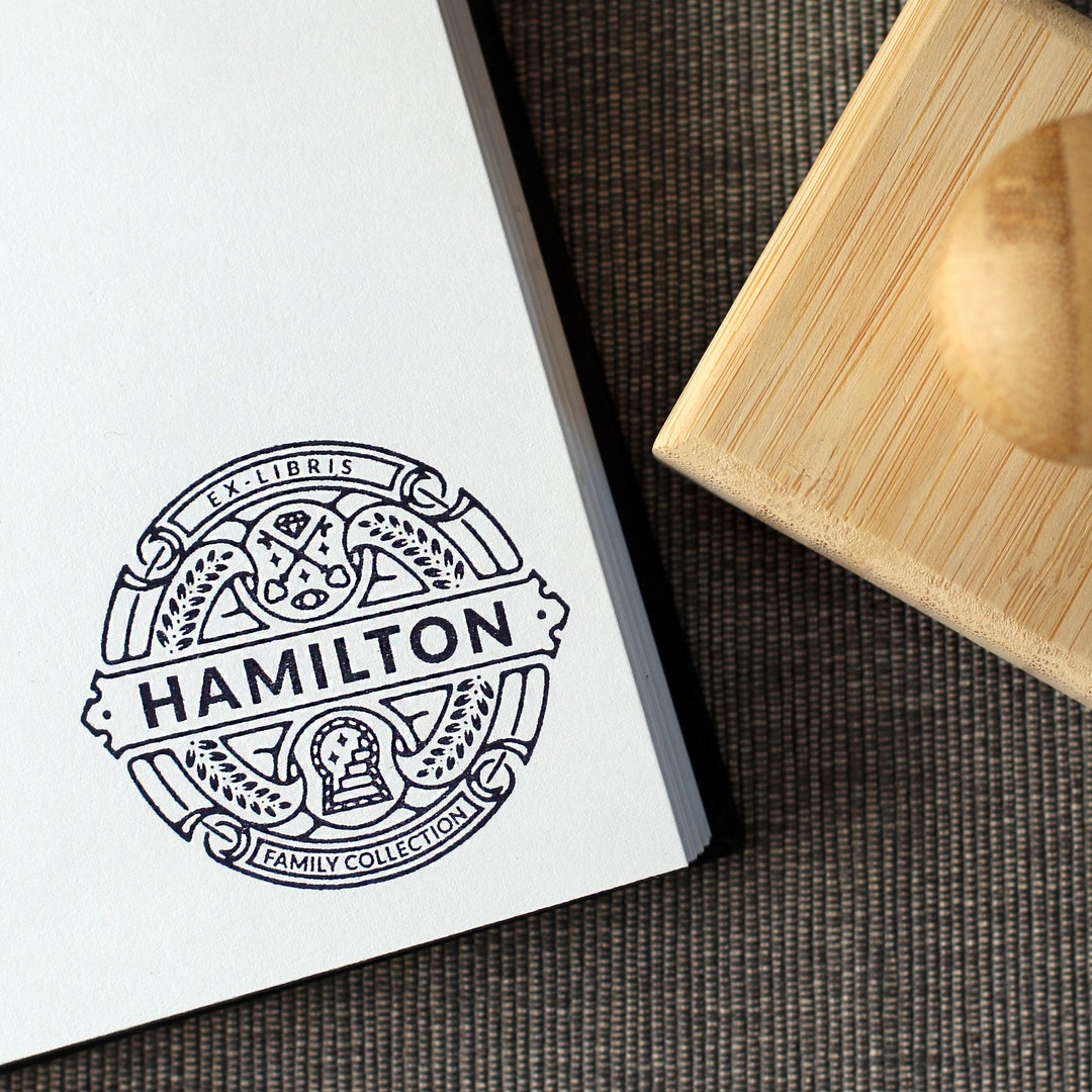 Custom Ex Libris Book Stamp, Family Library Stamp, Personalized Library ...