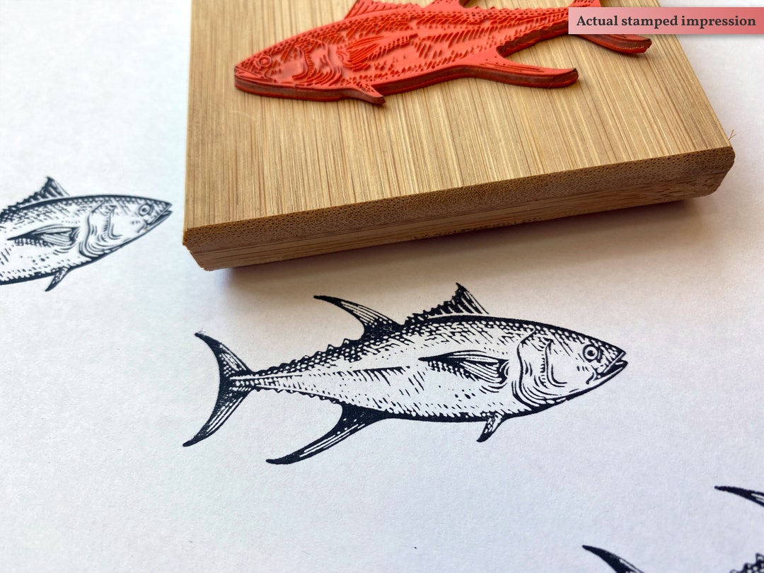 Bluefin Tuna Fish Rubber Stamp - Sea Life Stamps - Fishing Stamps ...
