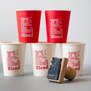 Custom Coffee Cup Business Logo Stamp • Personalized Small & Large ...