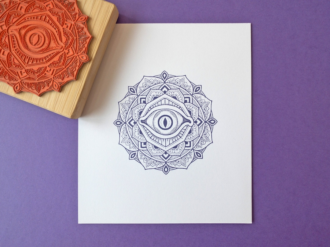 Psychedelic Evil Eye Mandala Rubber Stamp - Esoteric Third Eye Stamp ...