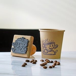 Custom Logo Stamp for Business, Coffee Cup Stamp, Small Business Rubber ...