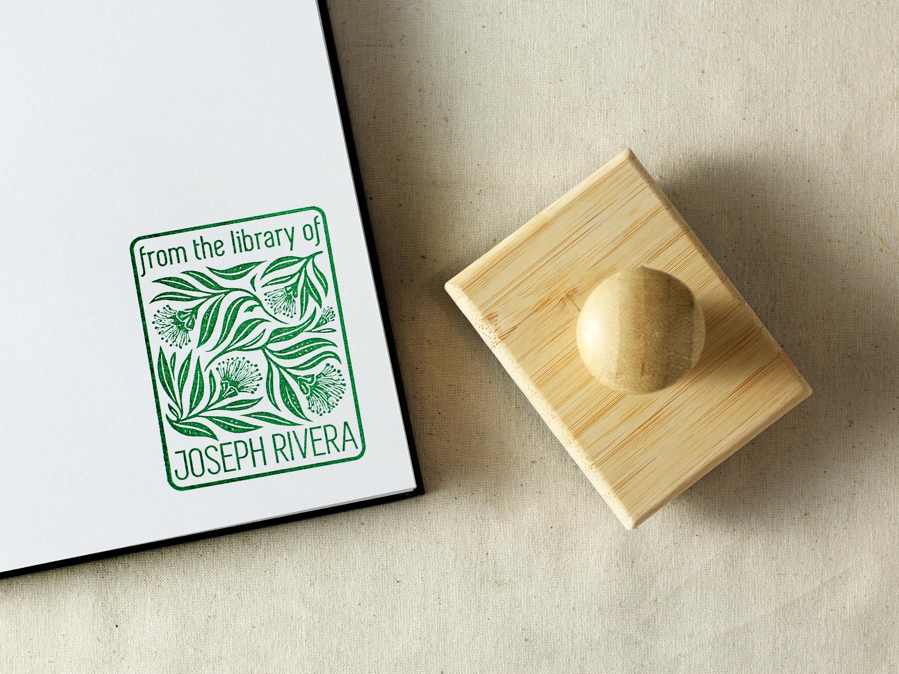 Custom Botanical Print Book Stamp, Vintage Floral Personalized Library ...