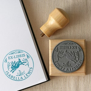 Custom Ex-libris Leaping Rabbit Book Stamp, Rabbit Bookplate, Personal ...