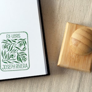 Custom Botanical Print Book Stamp, Vintage Floral Personalized Library ...