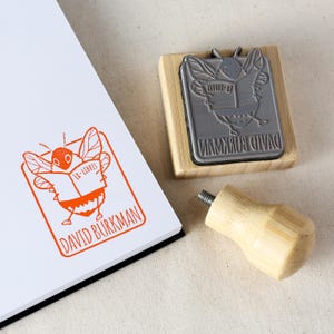 Custom Ex Libris Bee Reading Book Stamp, Personalized Library Rubber ...