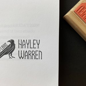 EX LIBRIS Gothic Crow Book Stamp Custom Raven Bird Library Stamp ...
