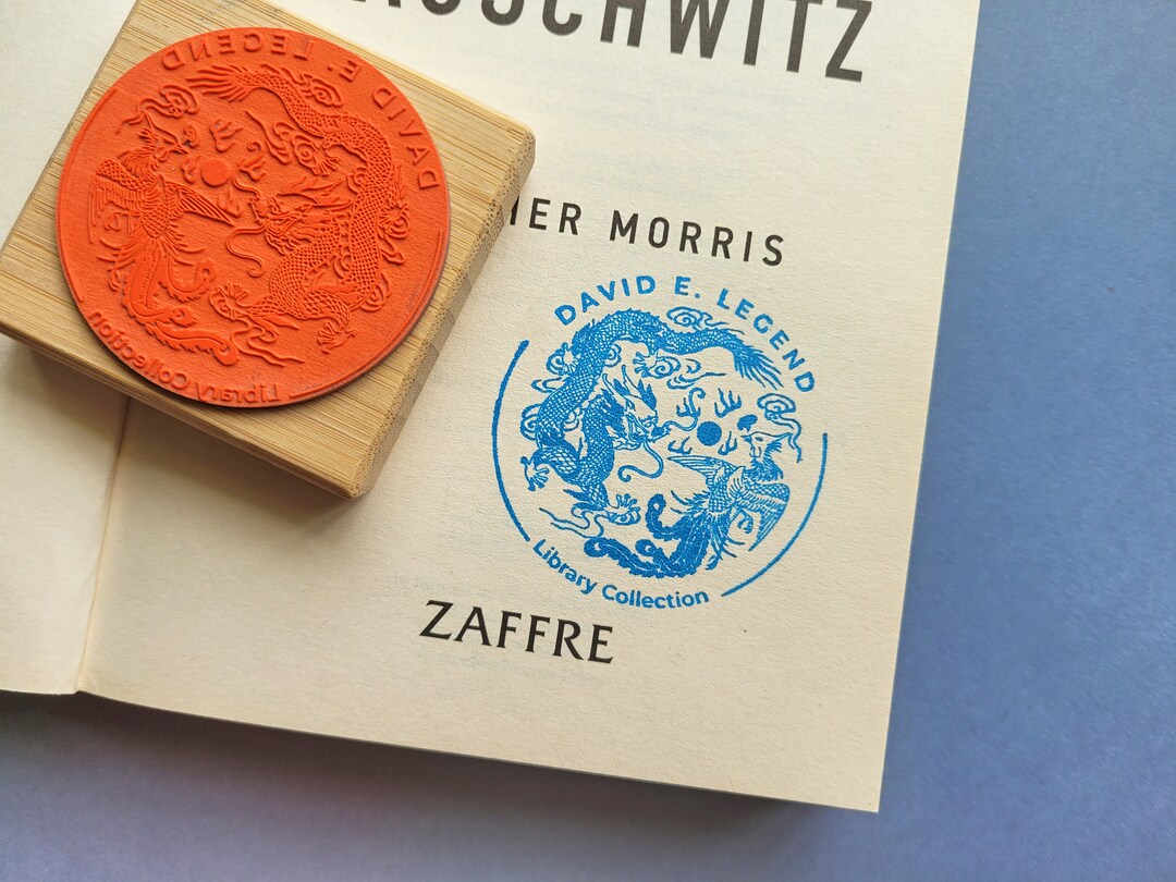 Custom Chinese Phoenix and Dragon Book Stamp, Porcelain Art Design ...