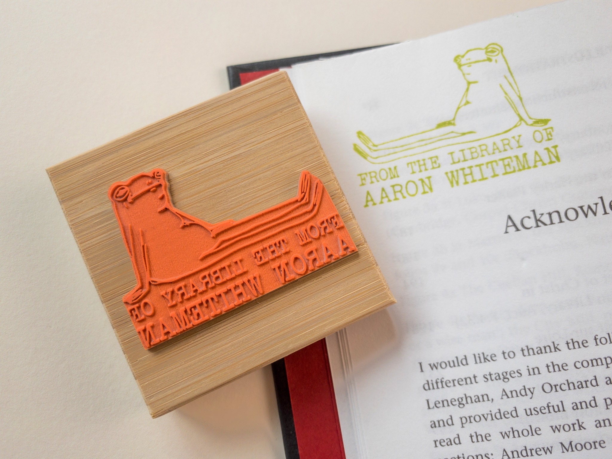Custom Ex Libris Book Stamp Cute Sitting Frog Personalized - Etsy