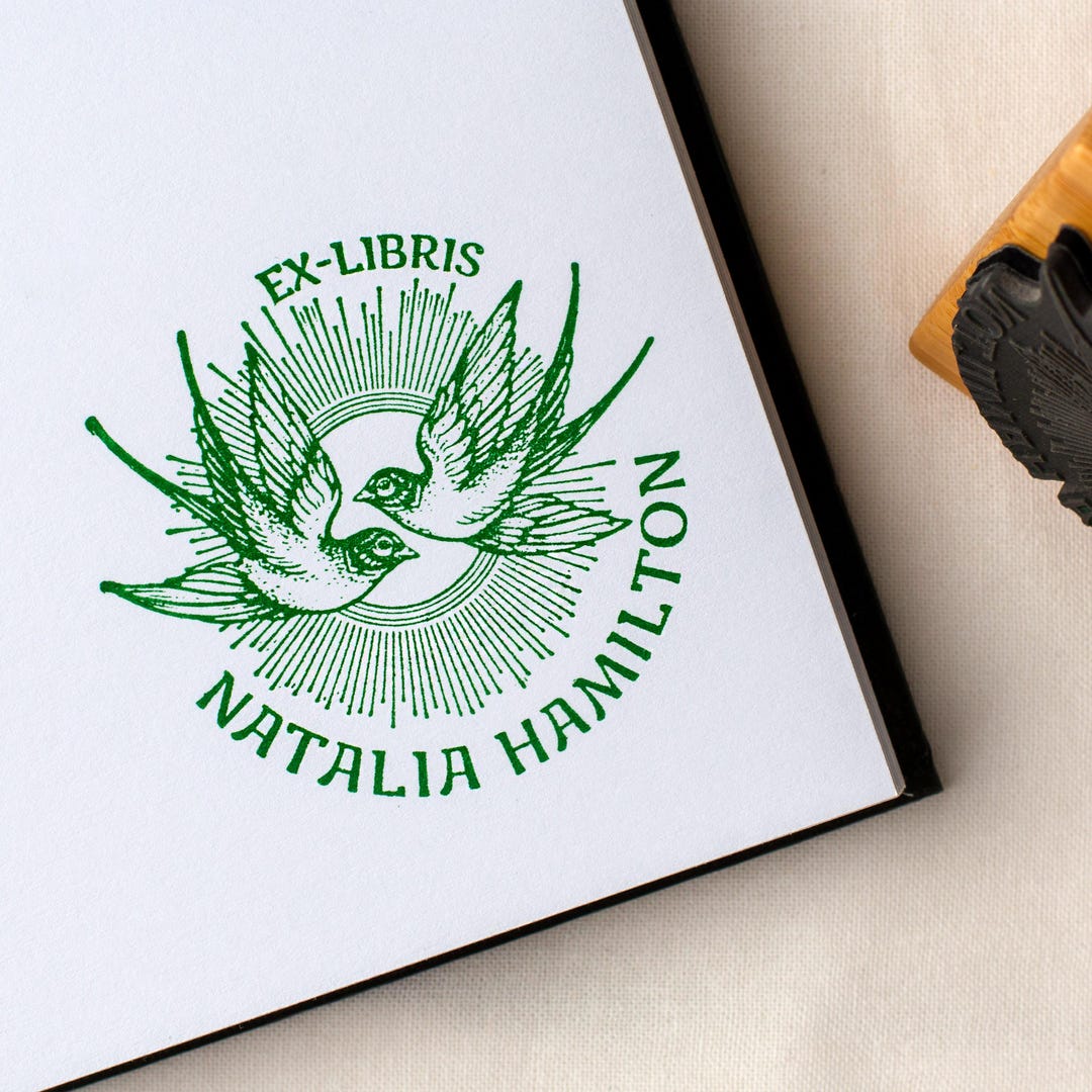 Custom Ex Libris Swallow Bird Book Stamp, Personalized Library Stamp ...