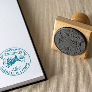 Custom Ex-libris Leaping Rabbit Book Stamp, Rabbit Bookplate, Personal ...