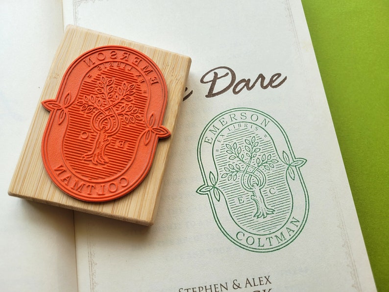 Book Stamp Vintage Olive Tree Design Personalized Ex - Etsy