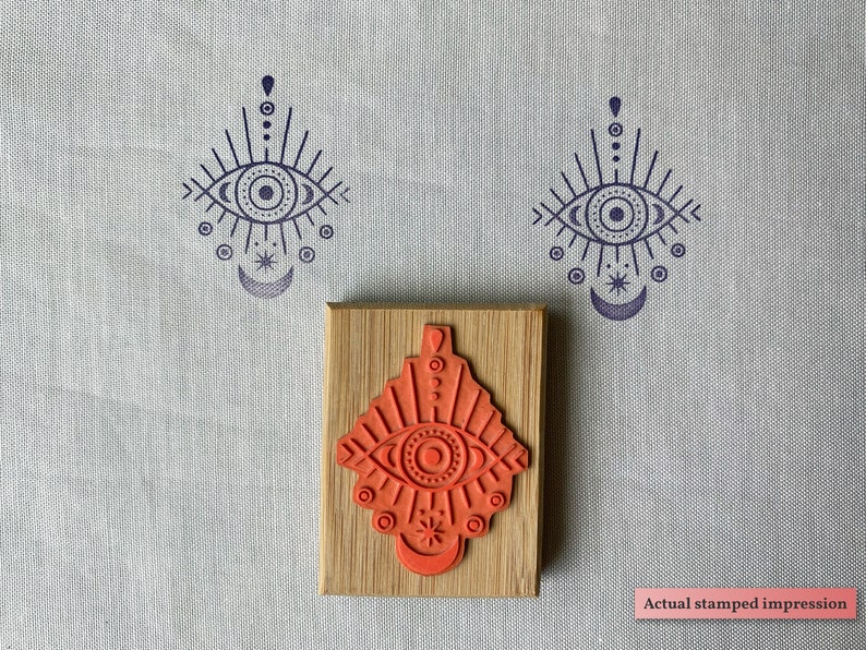 Evil Eye With Triple Moon Symbols Rubber Stamp - Esoteric Three Moons ...