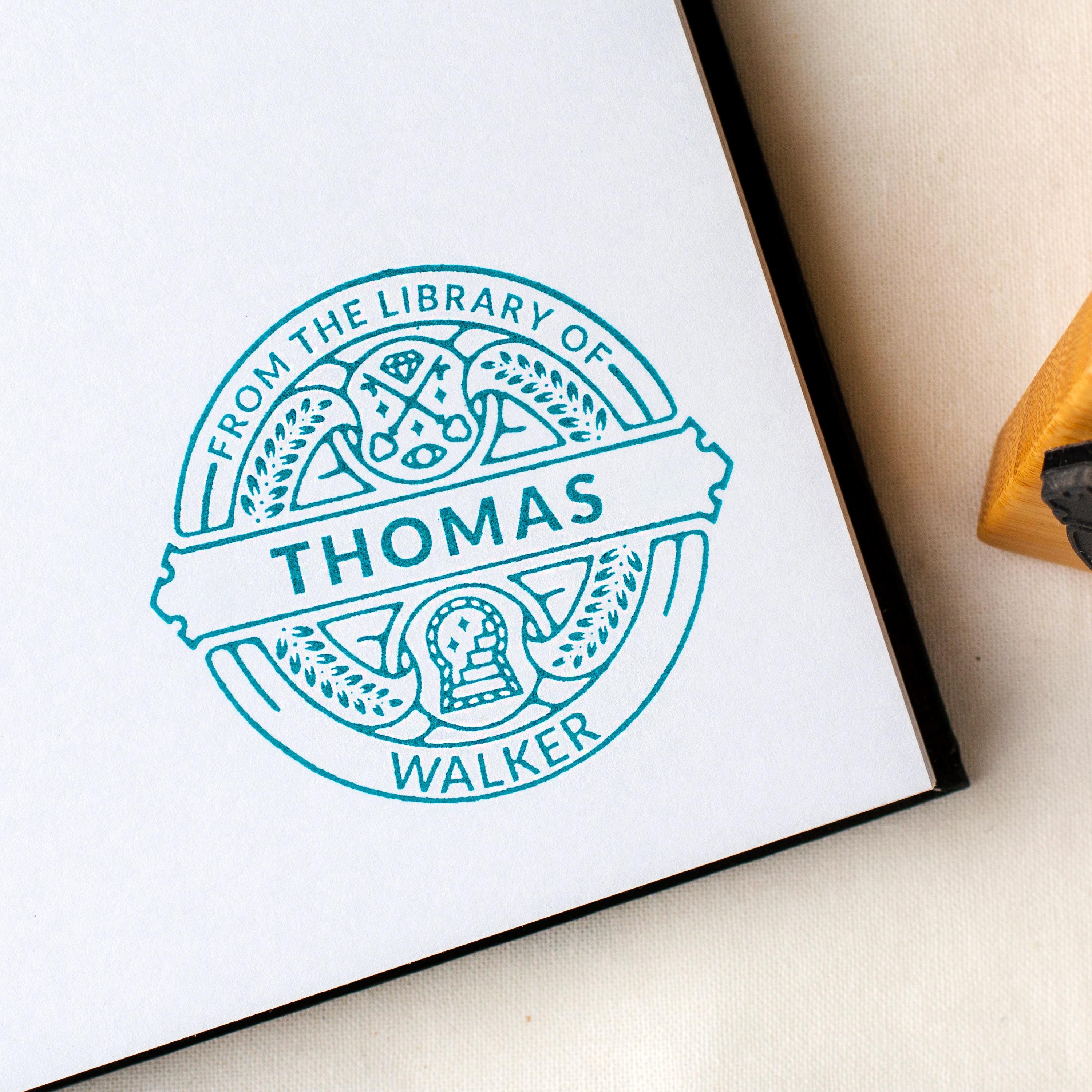Custom Ex Libris Book Stamp, Family Library Stamp, Personalized Library ...